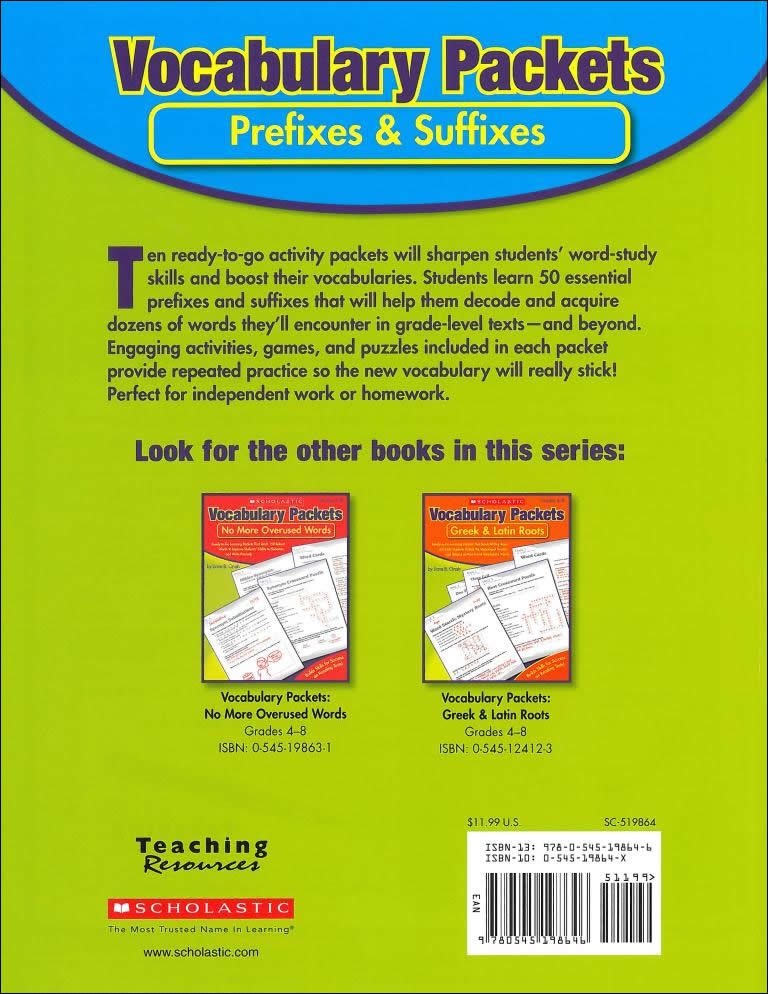 Vocabulary Packets: Prefixes & Suffixes – The Literacy Store