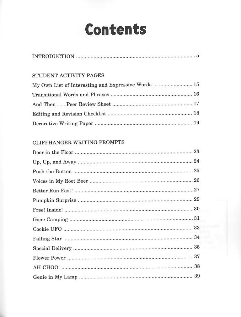 Cliffhanger Writing Prompts – The Literacy Store