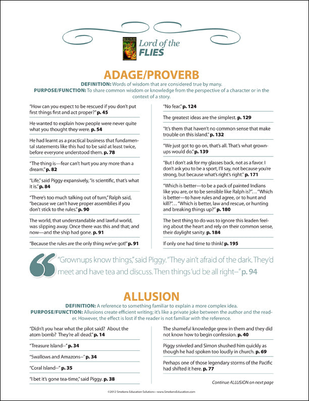 Figurative Language Findings: Lord of the Flies – The Literacy Store