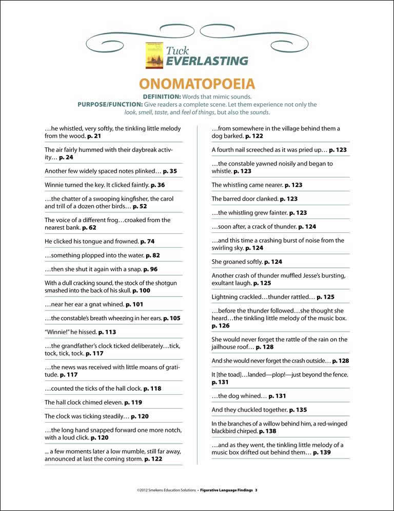 Figurative Language Findings: Tuck Everlasting – The Literacy Store