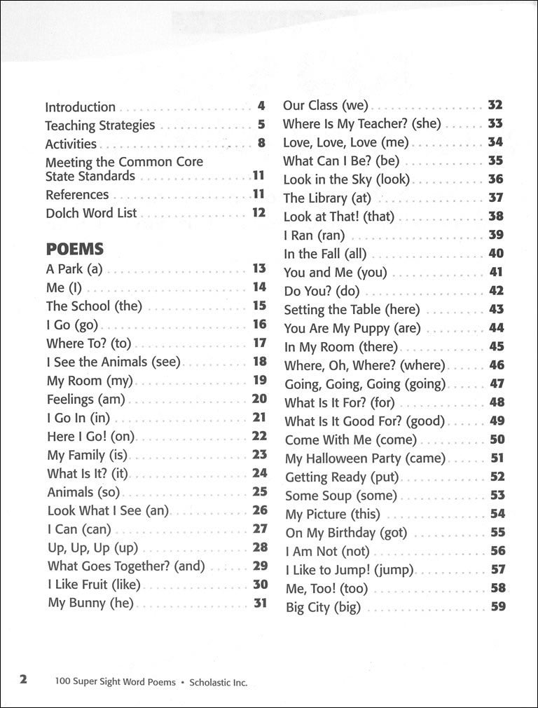 100 Super Sight Word Poems – The Literacy Store